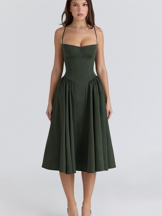 House of CB | Dresses | House Of Cb Samaria Emerald Green Corset Midi ...